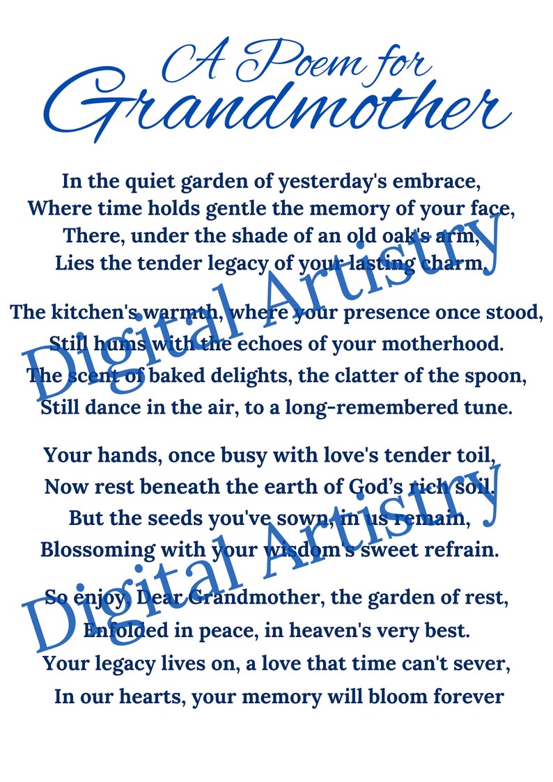 Poem for a Funeral Service Png, Pdf, Instant Download File for Printing ...
