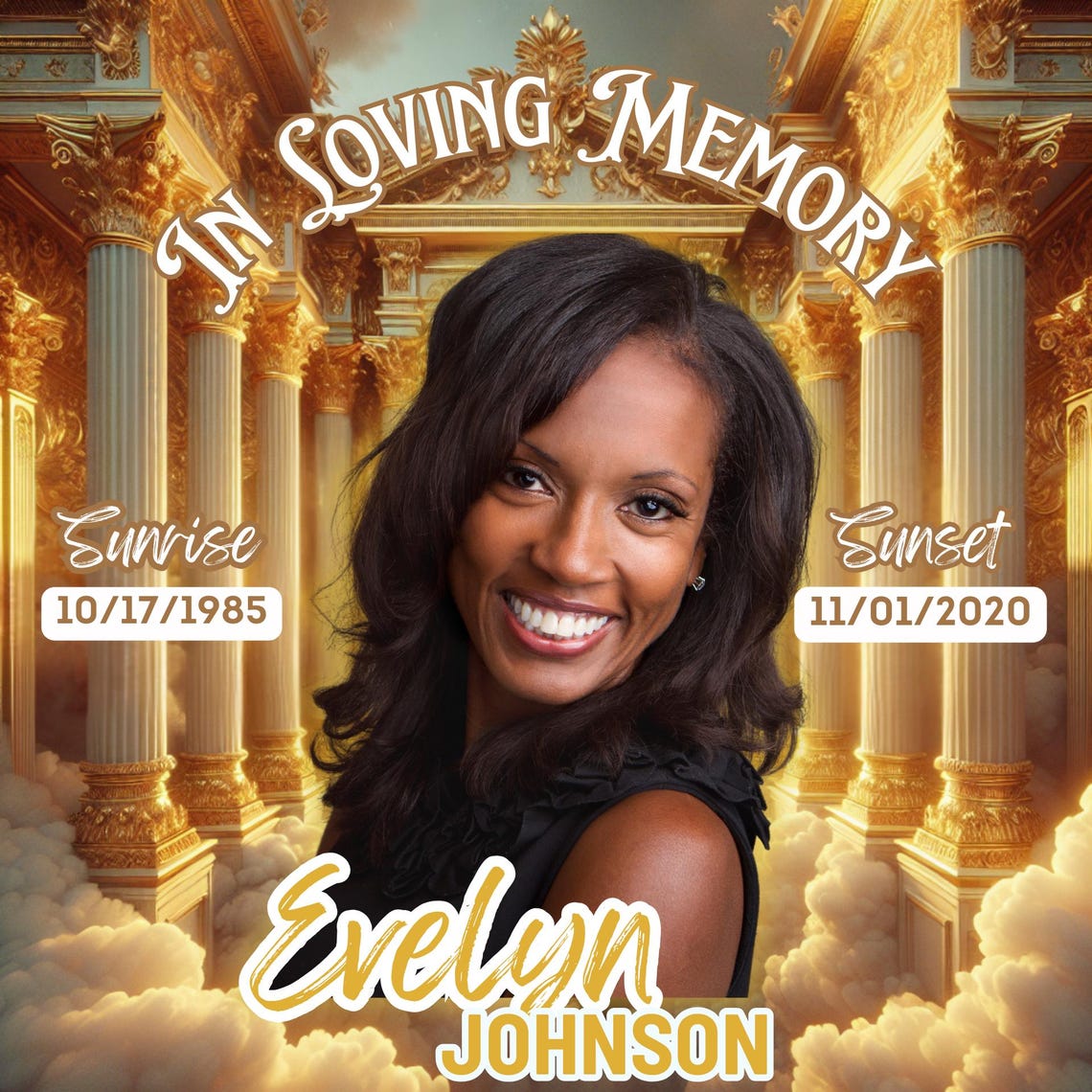 Gold Heaven Gates in Loving Memory Template Memorial Button Pin ...