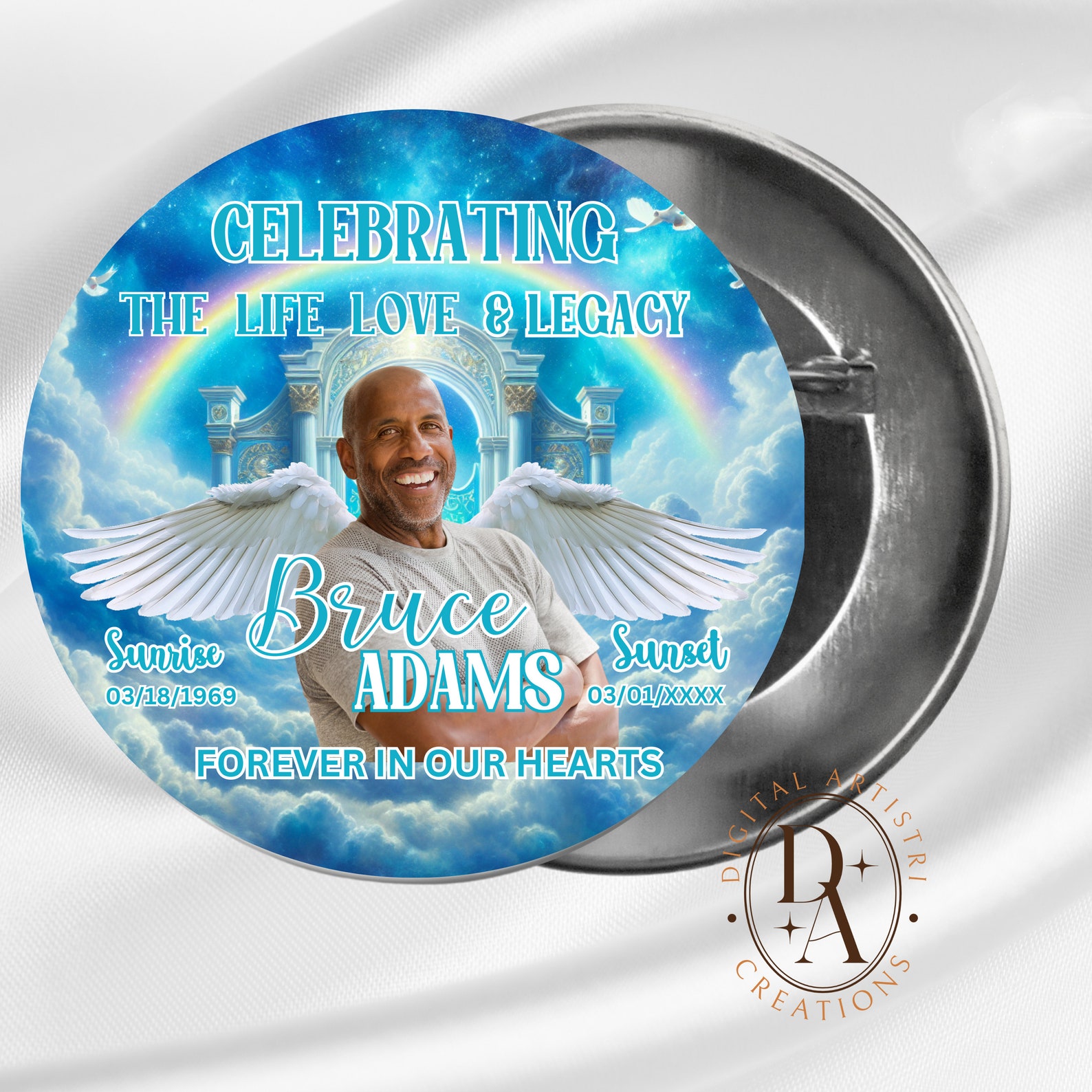 Blue Memorial in Loving Memory Template Memorial Button Pin Rainbow ...