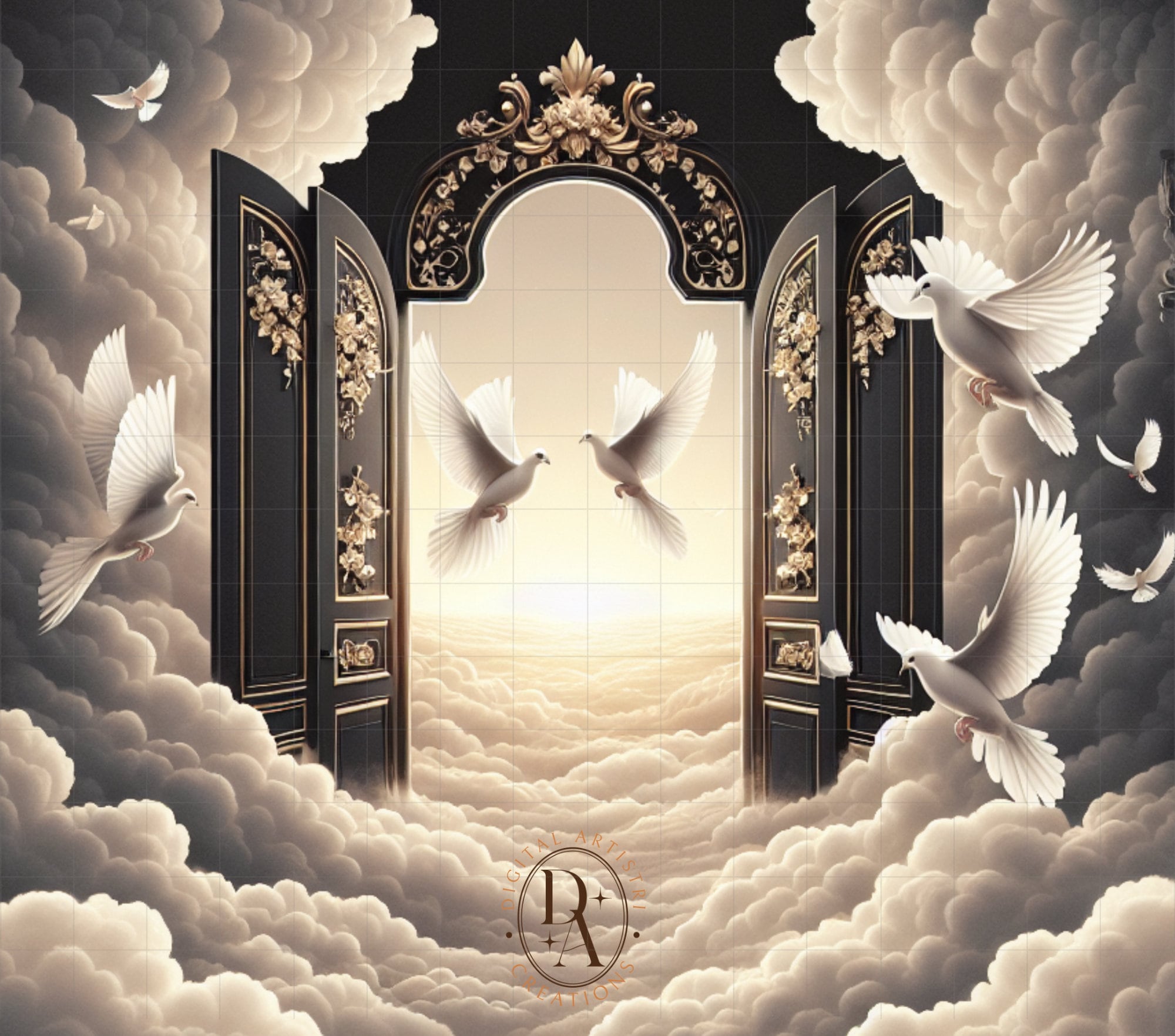 Black Design Heaven Gates, in Loving Memory Template, Memorial Button ...