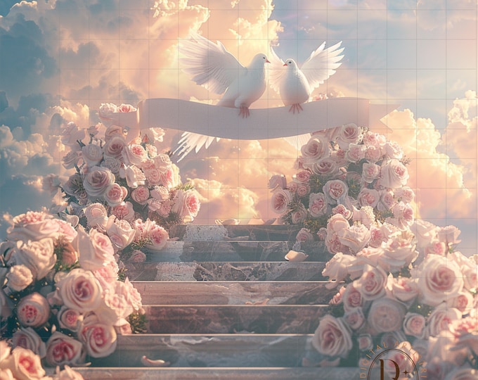 Customizable Memorial Poem Design, Pink Roses Pastel Blue Sky ...