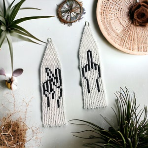 Peace Sign and Middle Finger Beaded Fringe Earrings mix & Match - Etsy