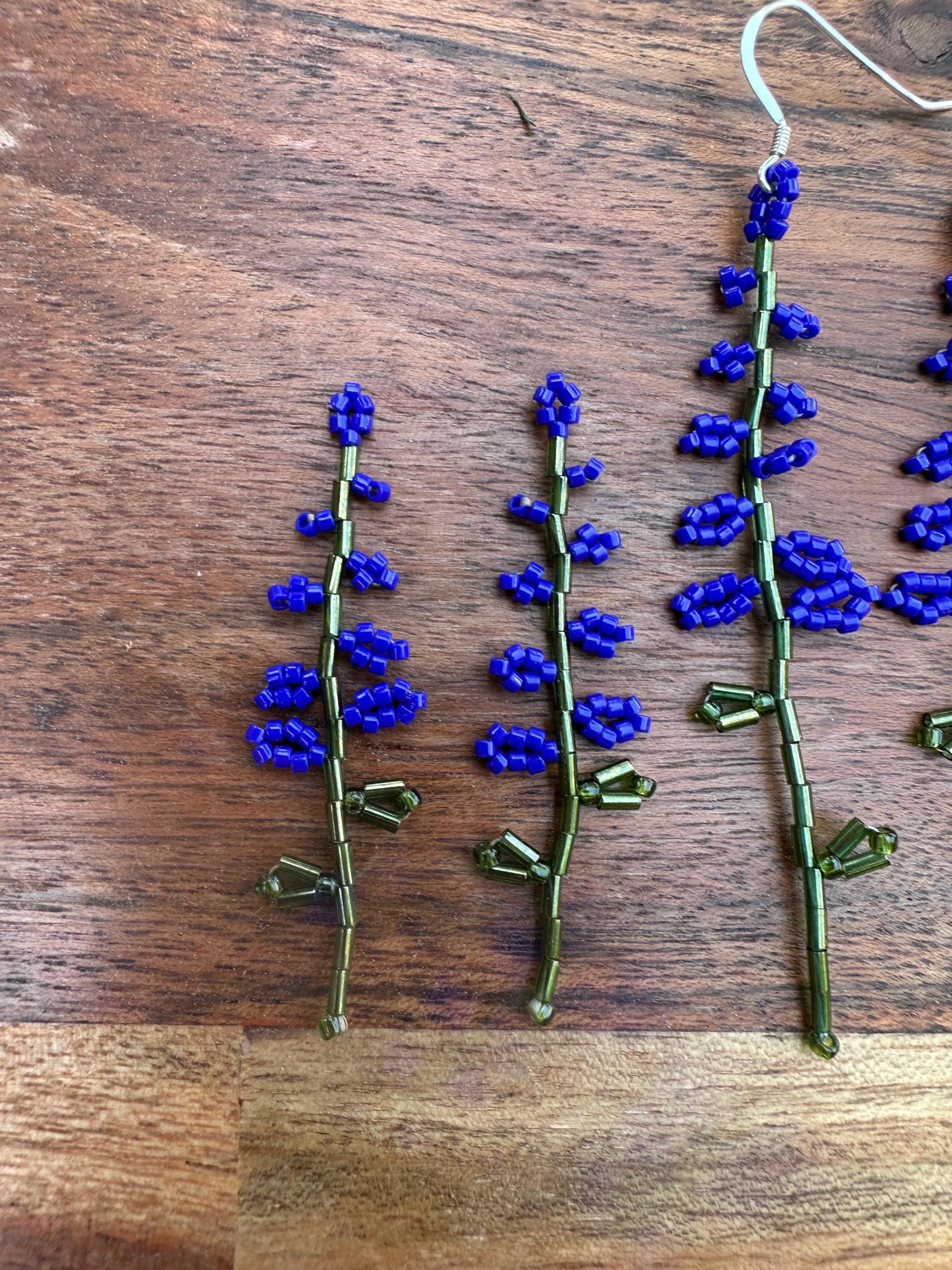 Lupin Earrings Hand Beaded Handmade Flower - Etsy