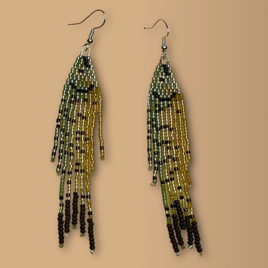 Beaded Brown Trout Fringe Earrings - Etsy