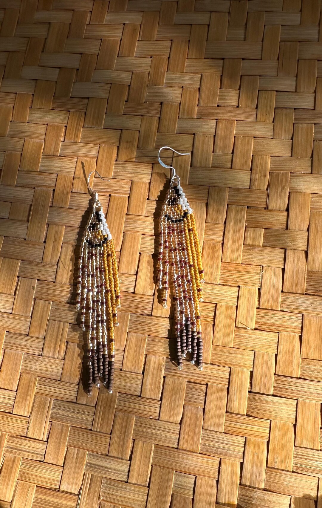 Fish Earrings Brown Trout Earrings Hand Beaded Fringe - Etsy
