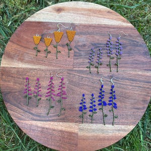 Lavender Earrings Hand Beaded Flower - Etsy