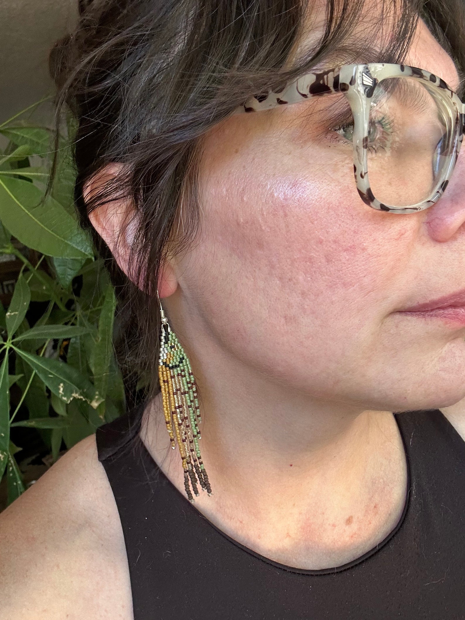 Beaded Brown Trout Fringe Earrings - Etsy