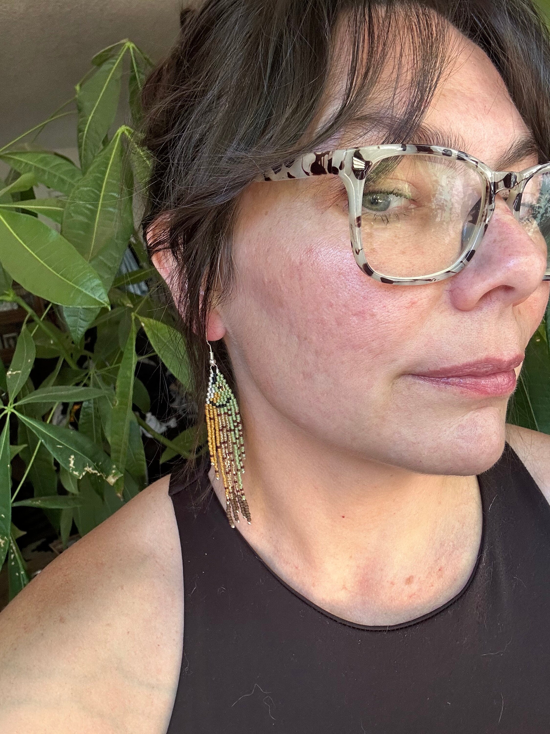 Beaded Brown Trout Fringe Earrings - Etsy