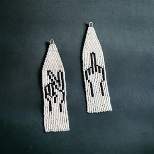 Peace Sign and Middle Finger Beaded Fringe Earrings mix & Match - Etsy