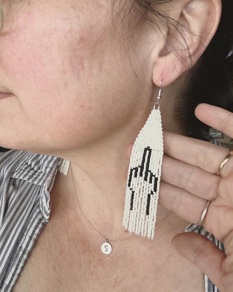 Peace Sign and Middle Finger Earrings “mix & Match” Hand Beaded Fringe ...