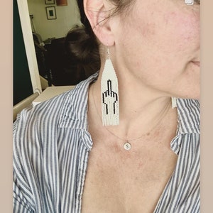 Peace Sign and Middle Finger Beaded Fringe Earrings mix & Match - Etsy