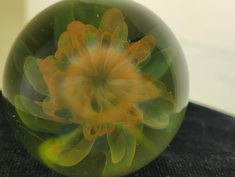Golden Bloom Fumed Marble – Ethereal Floral Glass Art Sphere - Etsy