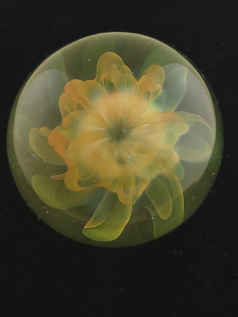 Golden Bloom Fumed Marble – Ethereal Floral Glass Art Sphere - Etsy