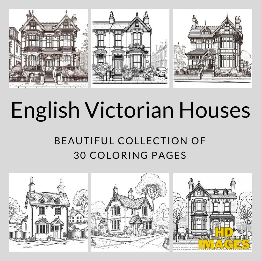 30 Printable English Victorian House Coloring Book and Pages for All ...