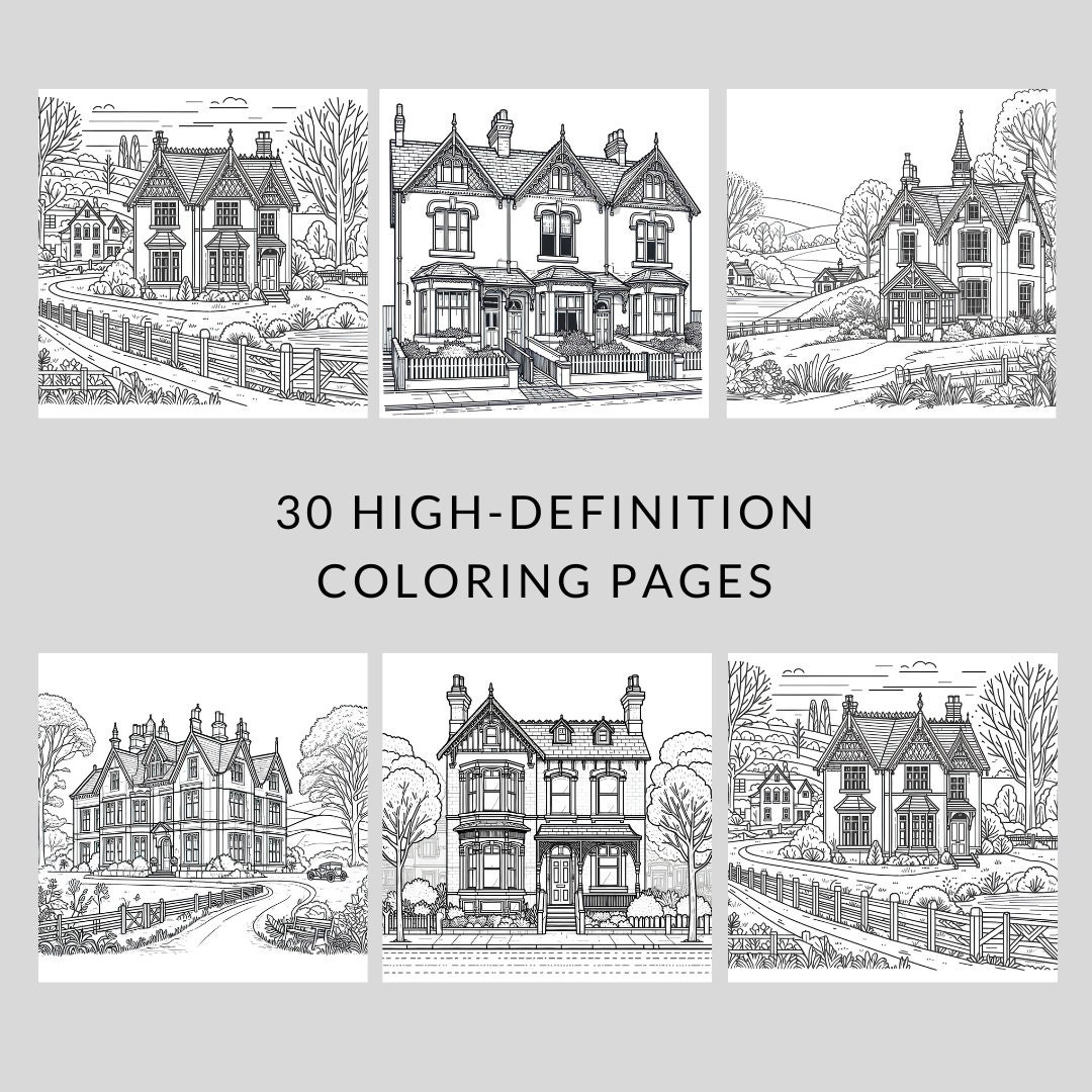 30 Printable English Victorian House Coloring Book and Pages for All ...
