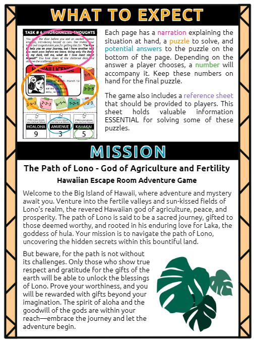 Downloadable Hawaii-themed Escape Room: Path of Lono Easy Version - Etsy