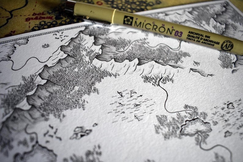 Custom Hand Drawn Fantasy Map A3, A4, A5 for Gifts, Aspiring Writers, D ...