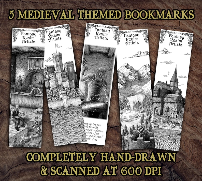 Hand Drawn Medieval Fantasy Bookmarks, Medieval Themed Bundle - Etsy