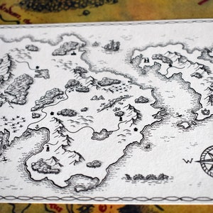 Custom Hand Drawn Fantasy Map A3, A4, A5 for Gifts, Aspiring Writers, D ...