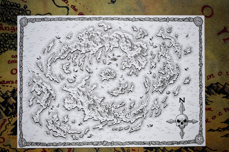 Custom Hand Drawn Fantasy Map A3, A4, A5 for Gifts, Aspiring Writers, D ...