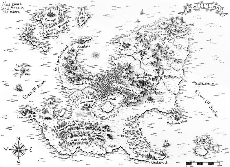 Custom Hand Drawn Fantasy Map (A3, A4, A5) - for Gifts, Aspiring ...