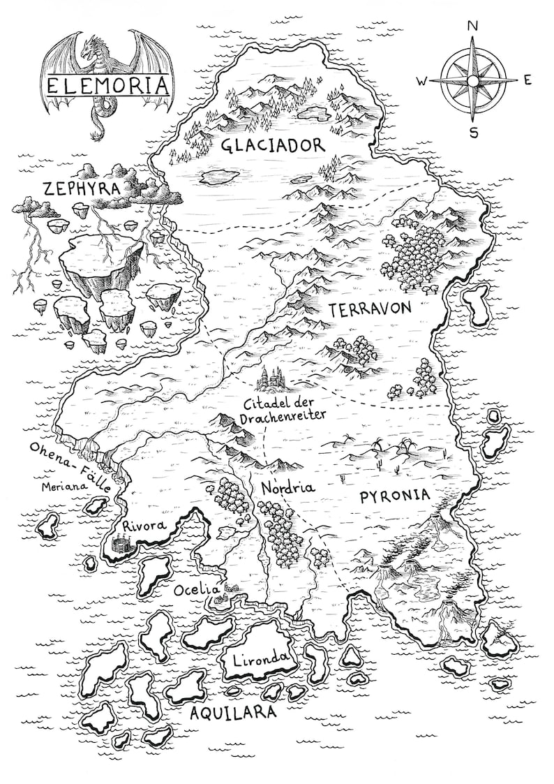 Custom Hand Drawn Fantasy Map (A3, A4, A5) - for Gifts, Aspiring ...