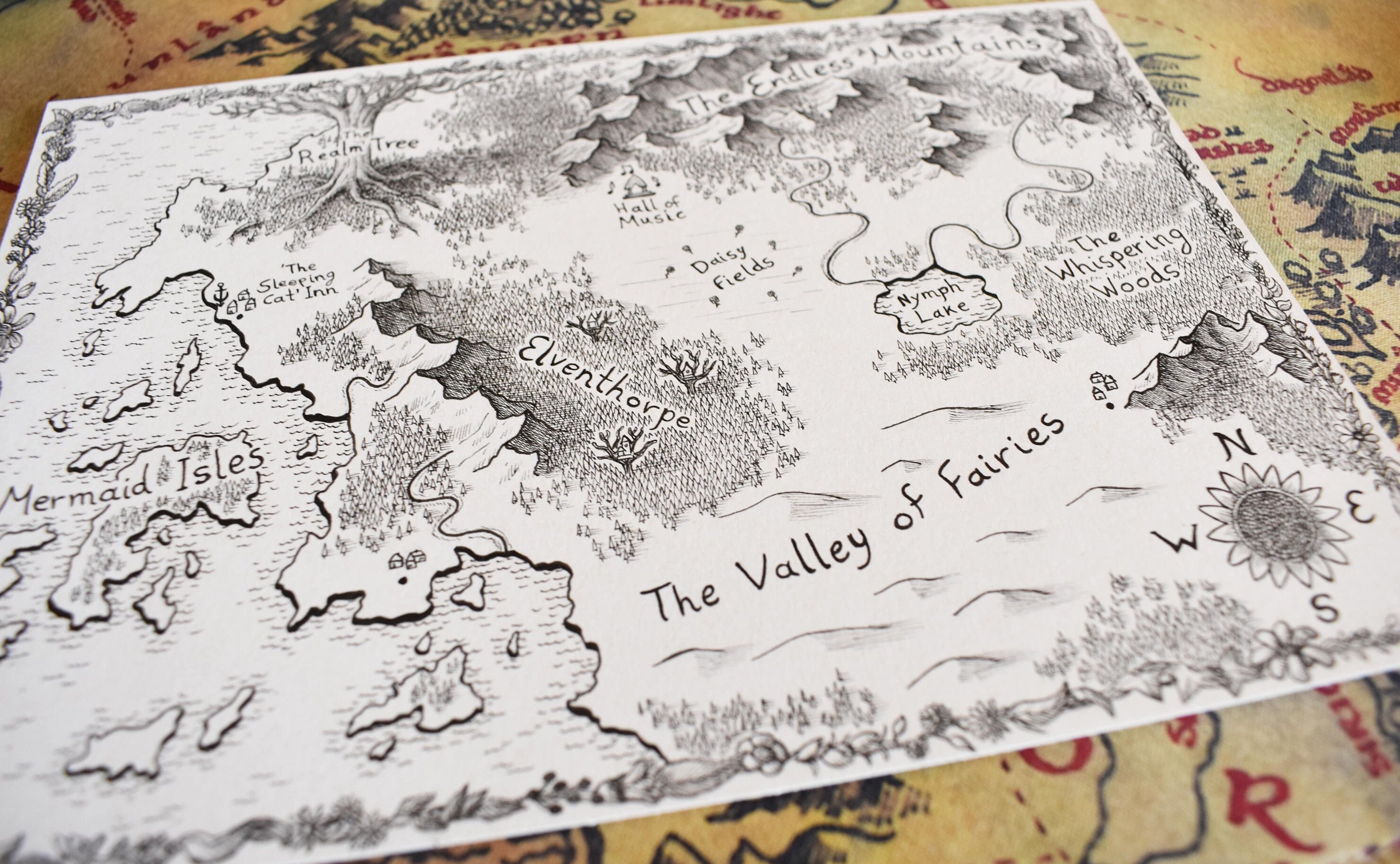 Custom Hand Drawn Fantasy Map A3, A4, A5 for Gifts, Aspiring Writers, D ...