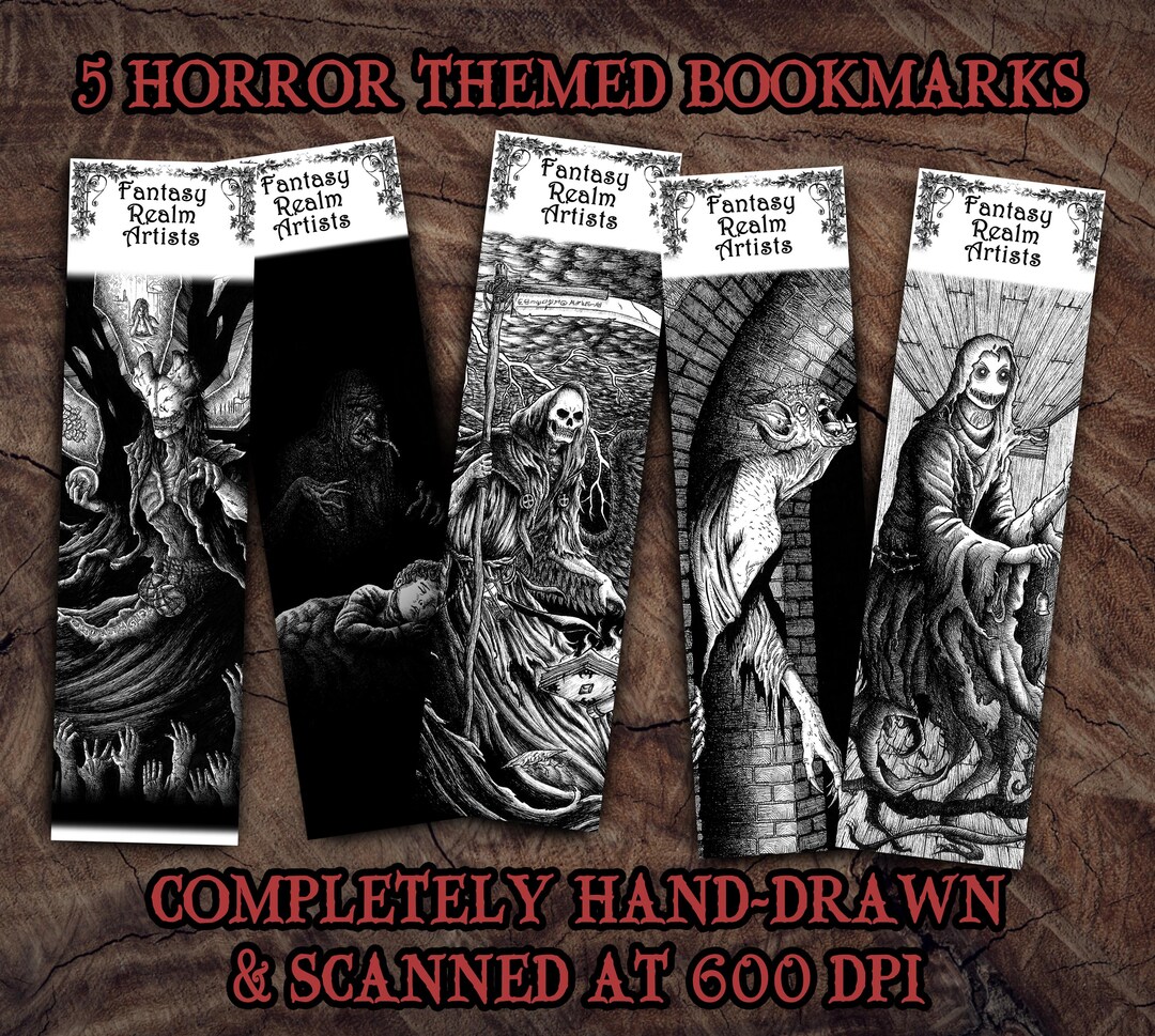 Hand Drawn Fantasy Bookmarks, Horror Themed Bundle 1 - Etsy