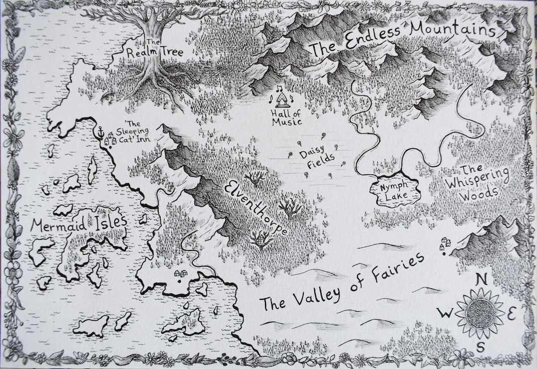 Custom Hand Drawn Fantasy Map (A3, A4, A5) - for Gifts, Aspiring Writers, D&D and Other ...