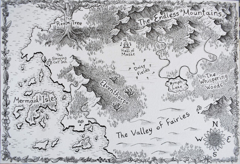 Custom Hand Drawn Fantasy Map (A3, A4, A5) - for Gifts, Aspiring ...