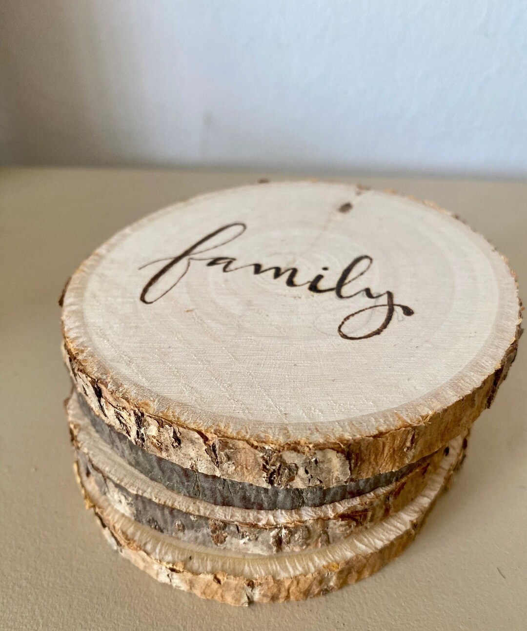 Family Coasters (variety Set of 4) - Wood Burned by Hand - Etsy Australia