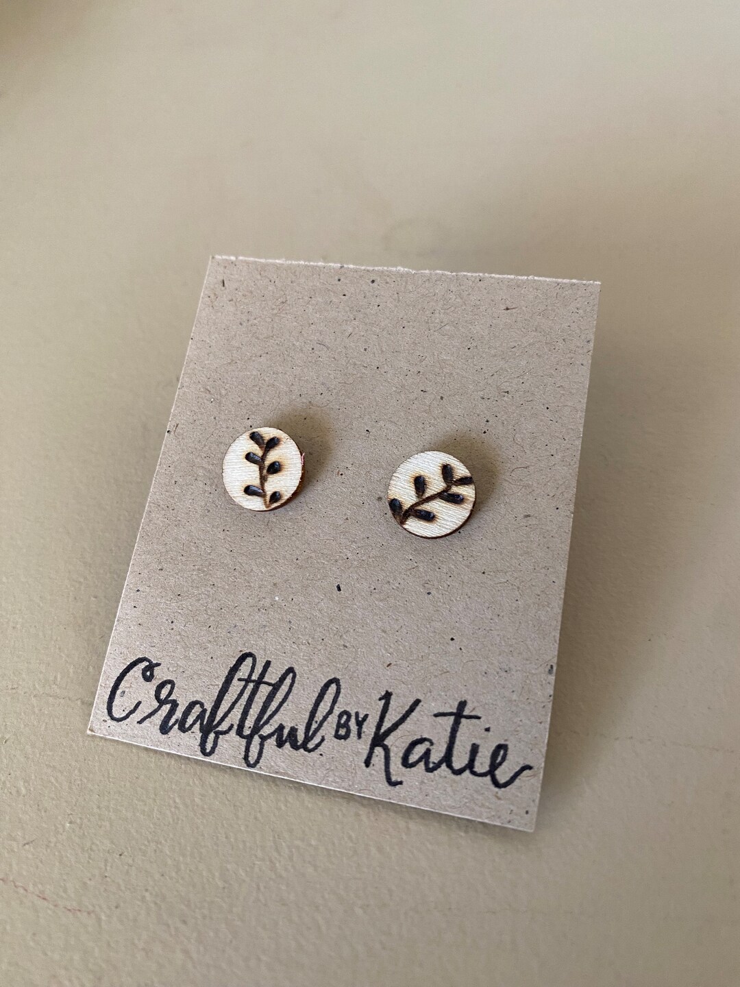 Flower Earring Stud Pair, Wood Burned & Handmade, Nature, Buzzing, Cute ...