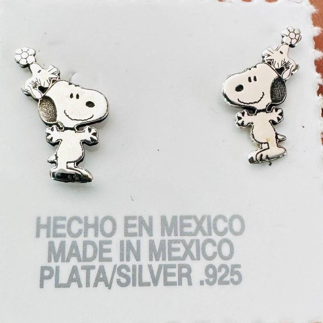 925 Sterling Silver/snoopy/stud Earrings/laser Engraved/charlie Brown ...