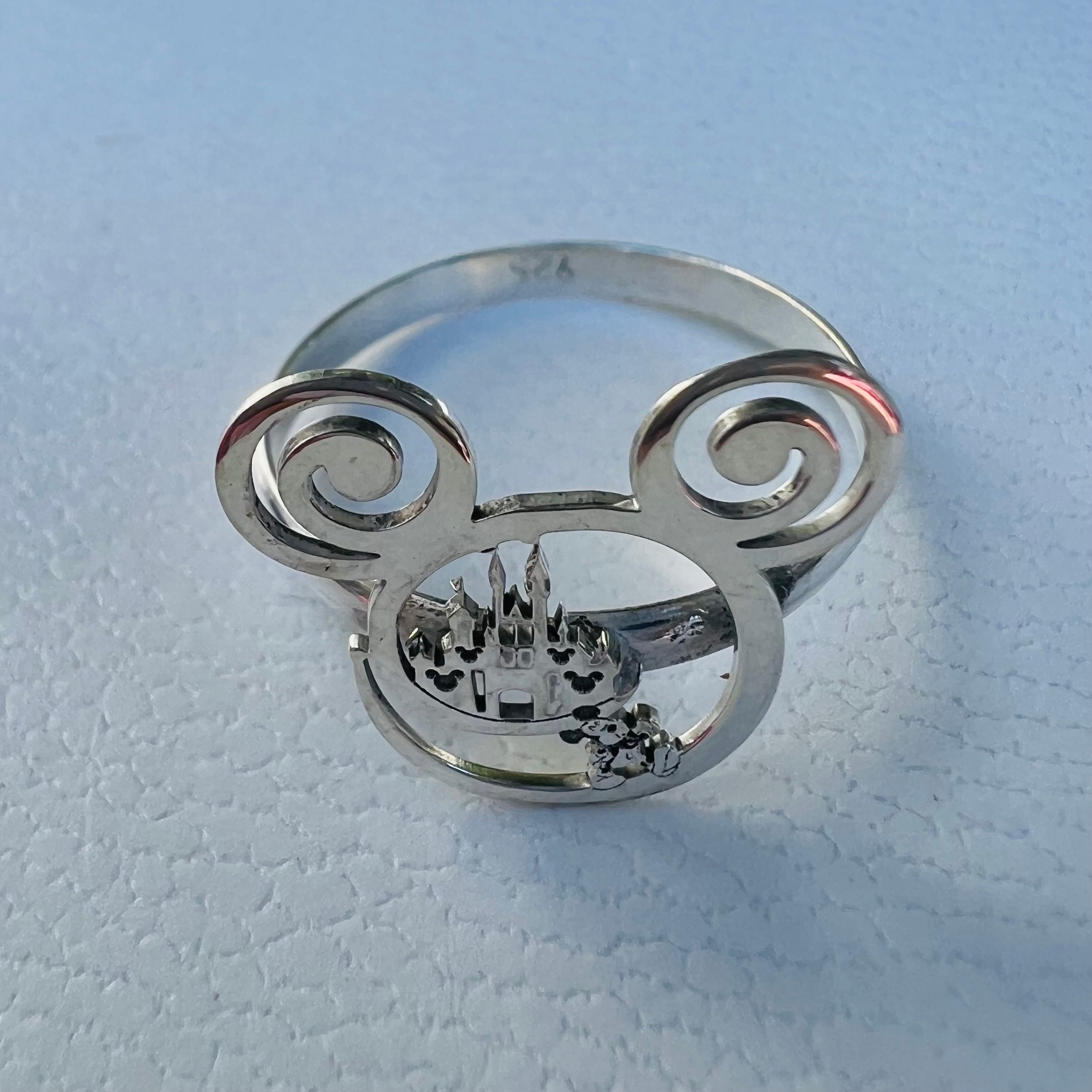 Mickey Mouse Ring 925 Sterling Silver Size 8 Disney Castle Ring Mickey ...