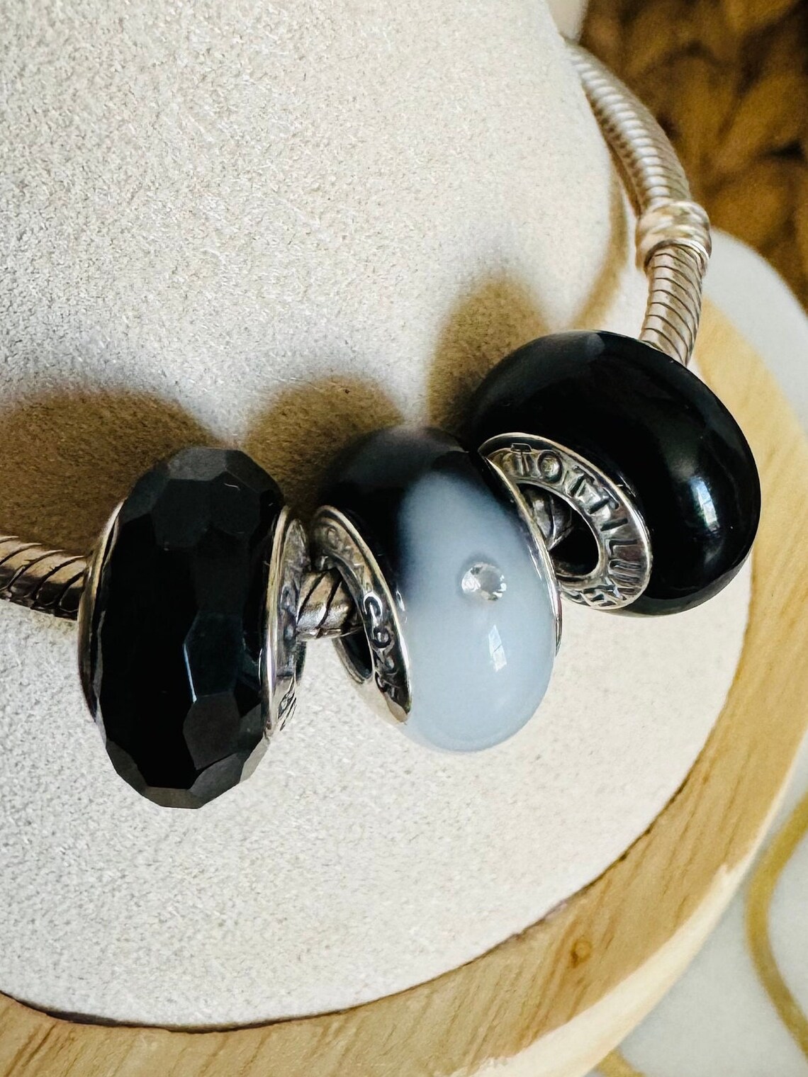 Set of 3 Jin Yang Murano Glass Charms Beads,a European Core, Charms ...