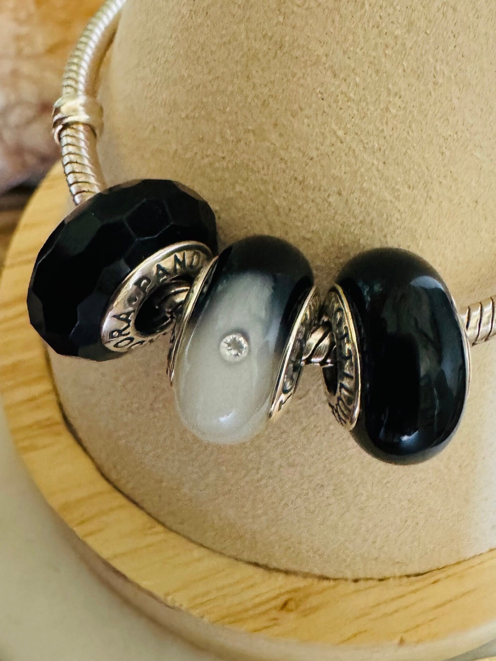 Set of 3 Jin Yang Murano Glass Charms Beads,a European Core, Charms ...