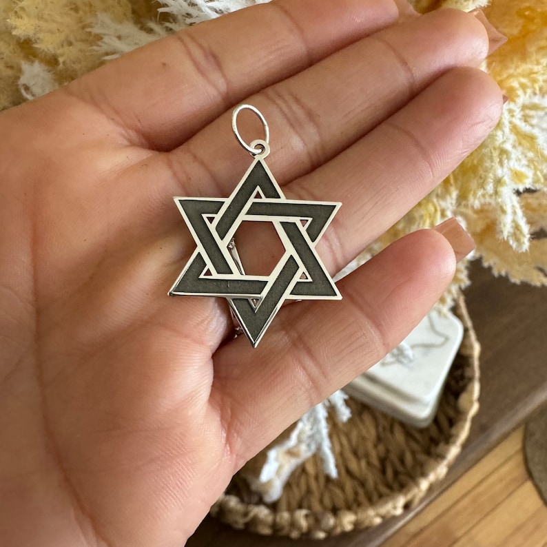 925 Sterling Silver David Star Laser Engraved Pendant, Jewish, Judaism ...