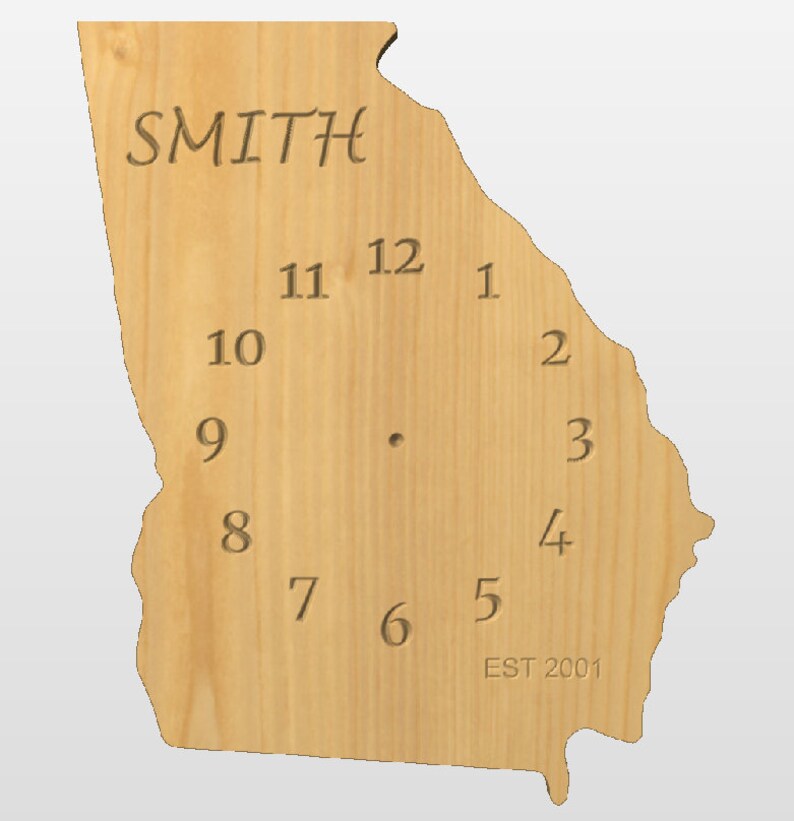 State Outline Wooden Wall Clock, Clock, State, Custom, Wooden Clock ...