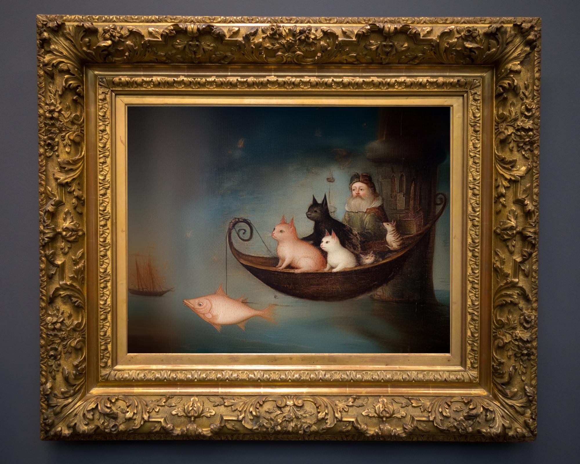 Cat Renaissance Art Oil Painting Hieronymus Bosch Style Weirdcore ...