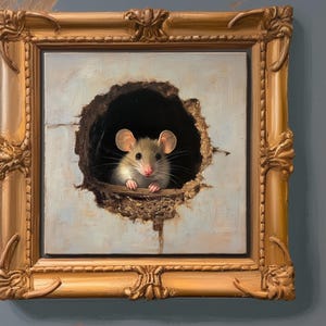 Mouse Painting Oil Print Rat Art Still Life Farmhouse Gallery Wall Home ...