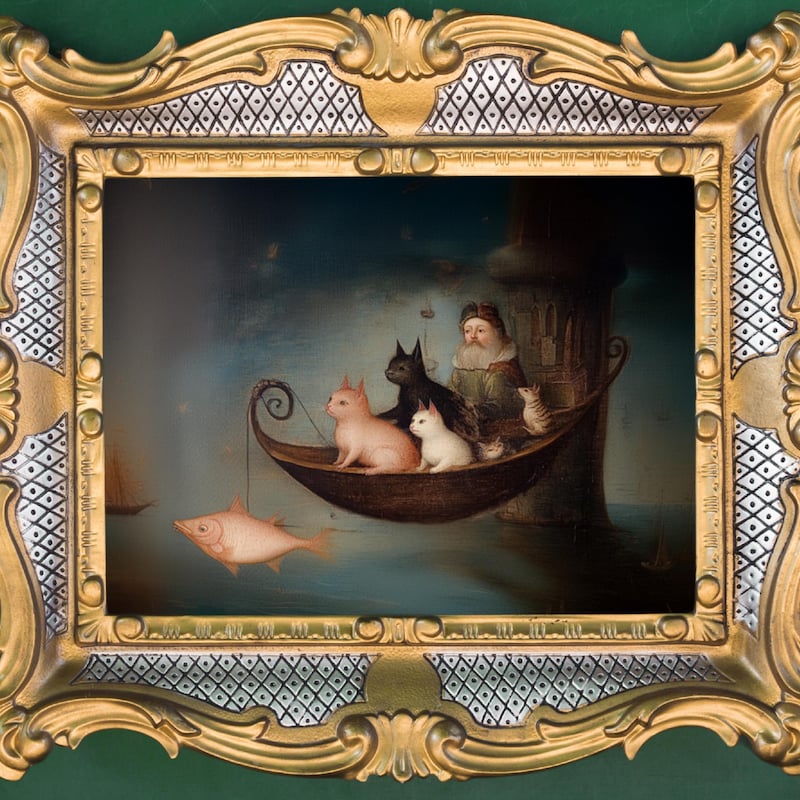 Antique Oil Painting Cats - Etsy