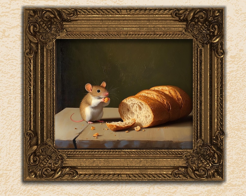 Mouse and Bread Original Custom Oil Painting Print Rat Art Still Life ...