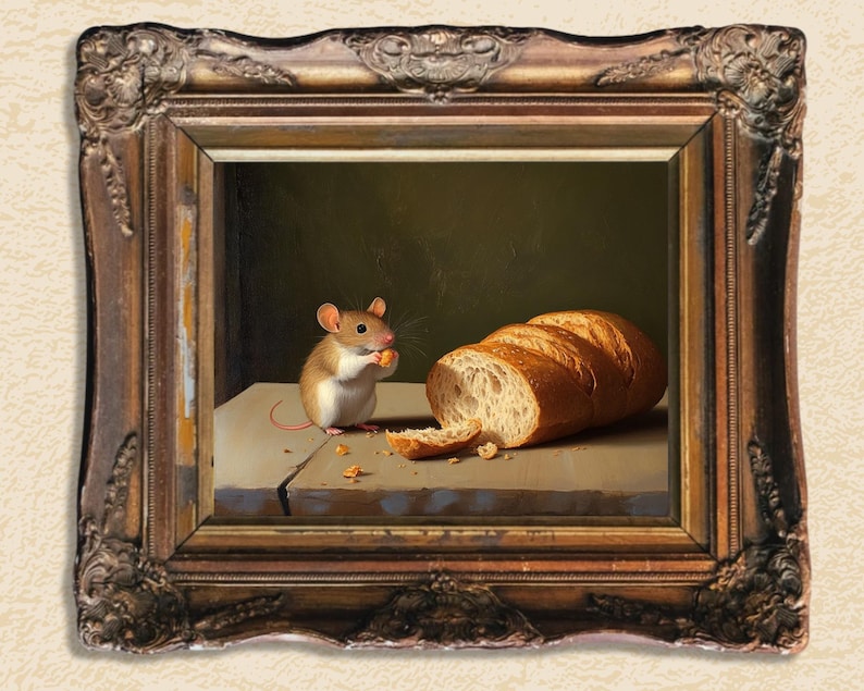 Mouse and Bread Original Custom Oil Painting Print Rat Art Still Life ...