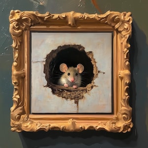 Mouse Painting Oil Print Rat Art Still Life Farmhouse Gallery Wall Home ...