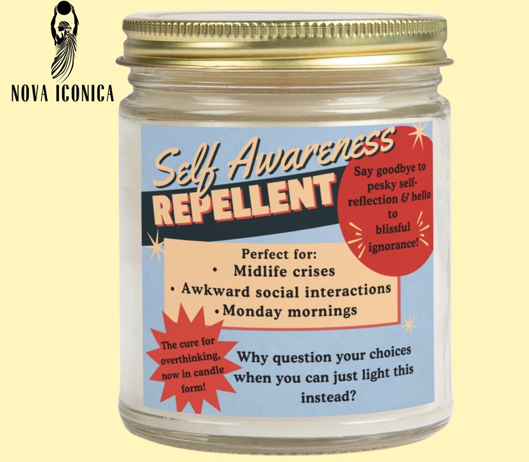 Self Awareness Repellent Scented Soy Candle Quirky Witty Clever Funny ...