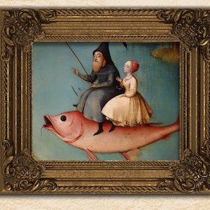 Weird Art Renaissance Fish Painting Poster Print Hieronymus Bosch Style ...