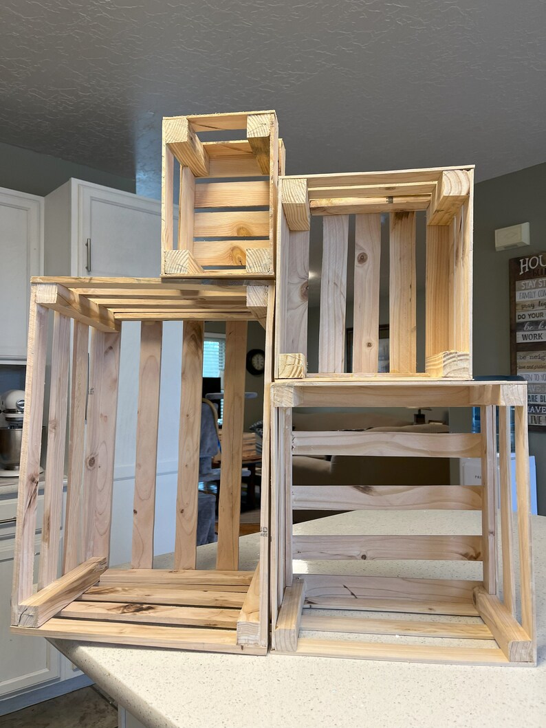 Set of 4 Nesting Wooden Crates - Etsy