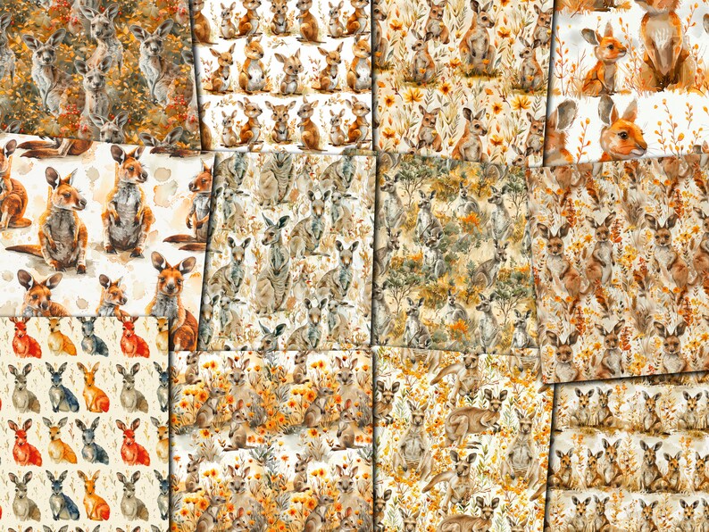 Seamless Kangaroo Pattern - Fun & Playful Digital Paper for Dog Lovers ...