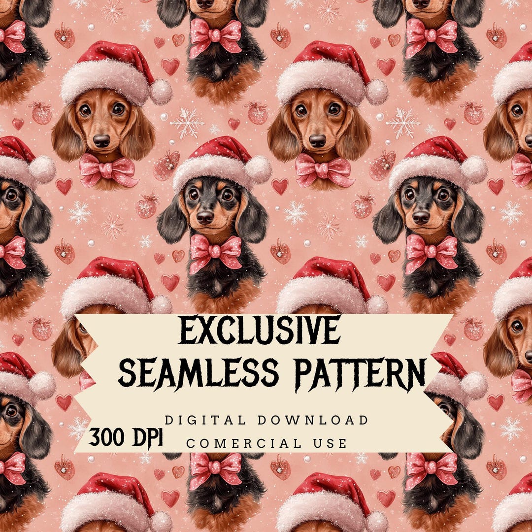 Dachshunds Digital Paper Christmas Seamless File Christmas Seamless ...