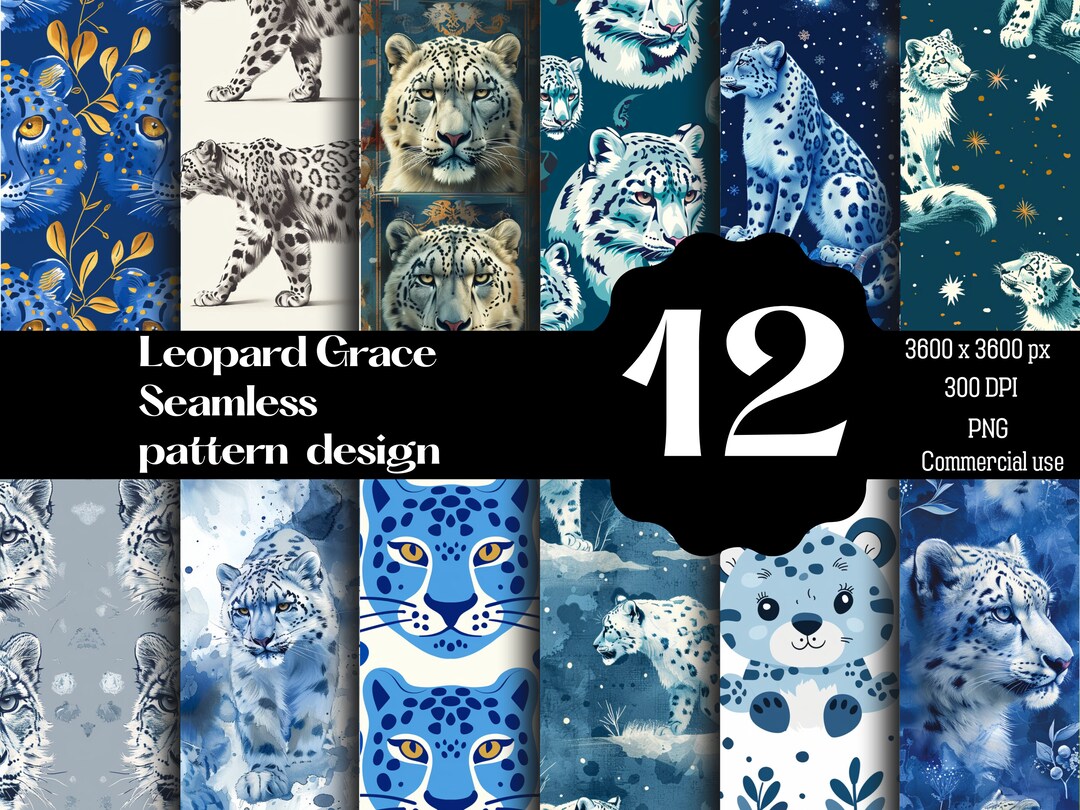 Snow Leopard Seamless Pattern Digital Paper Print Pattern Seamless Files Seamless Designs ...